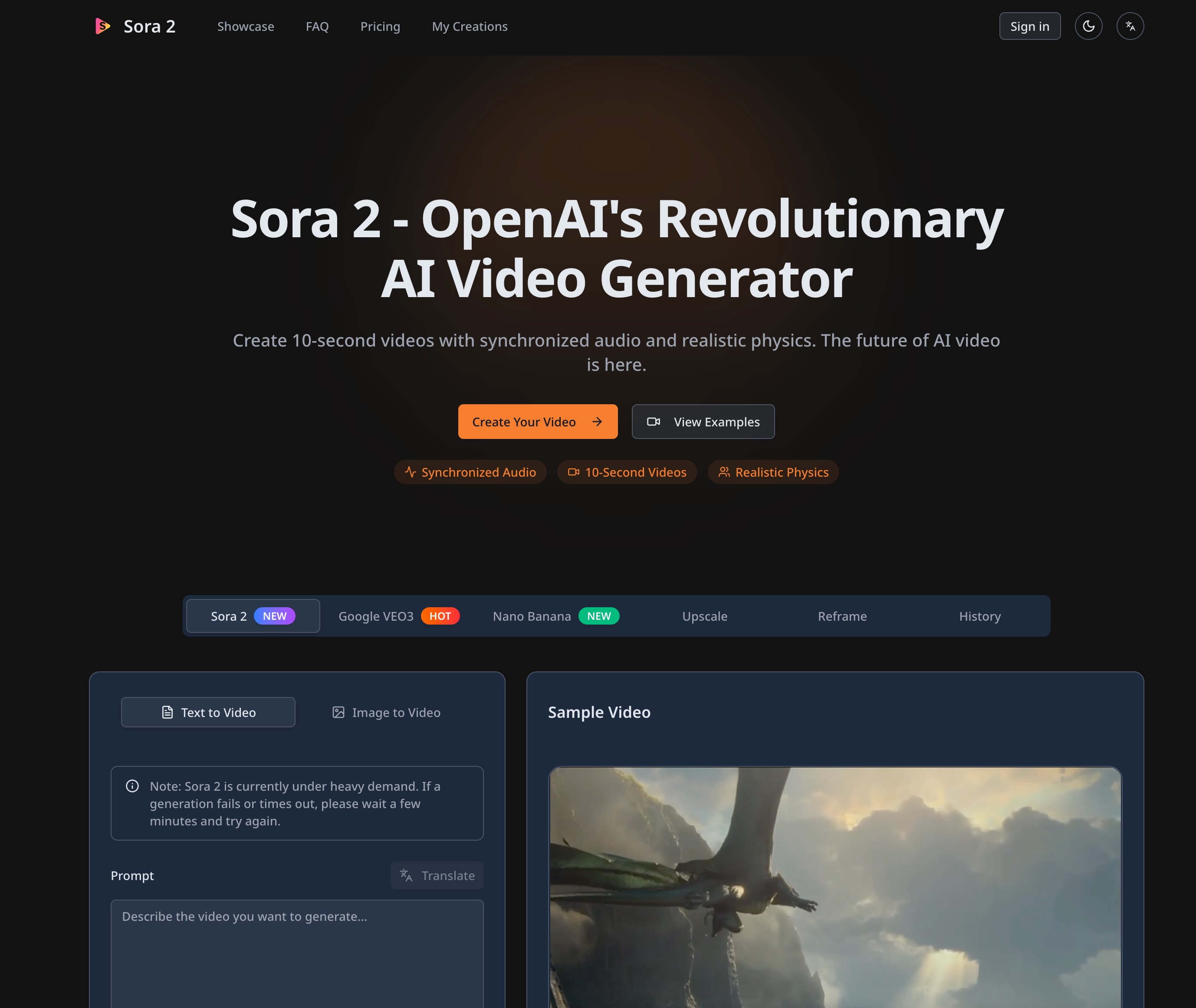 Sora 2 - Cinematic AI Video Generator with Audio | OpenHunts